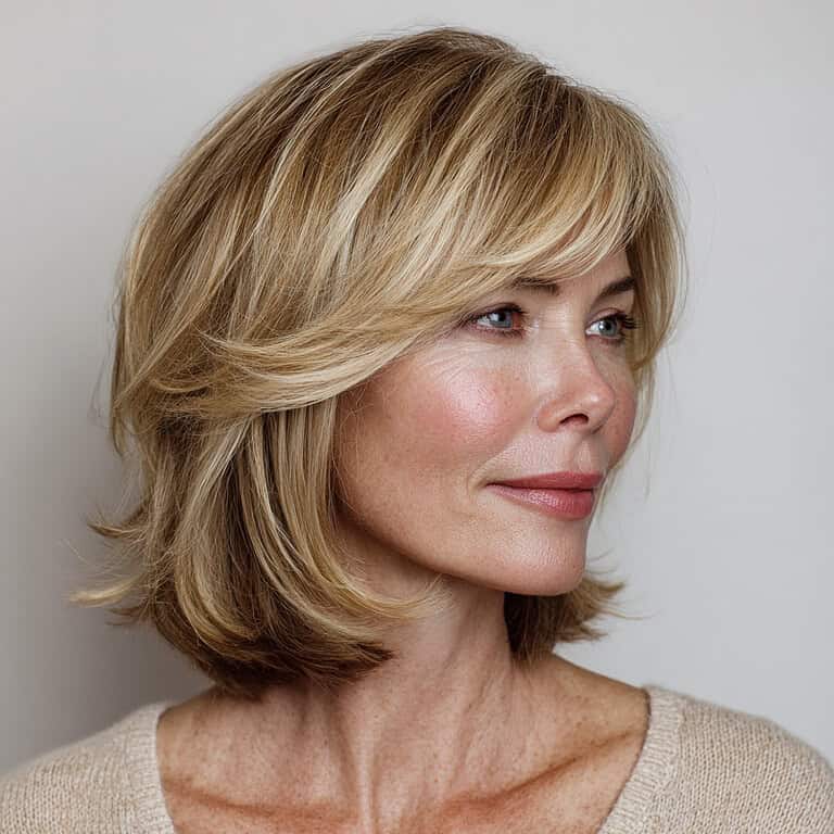 21 Chic Layered Bob With Bangs for Over 50